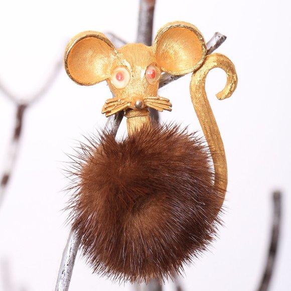 Jewelry | Vintage Furry Mouse Brooch | Poshmark